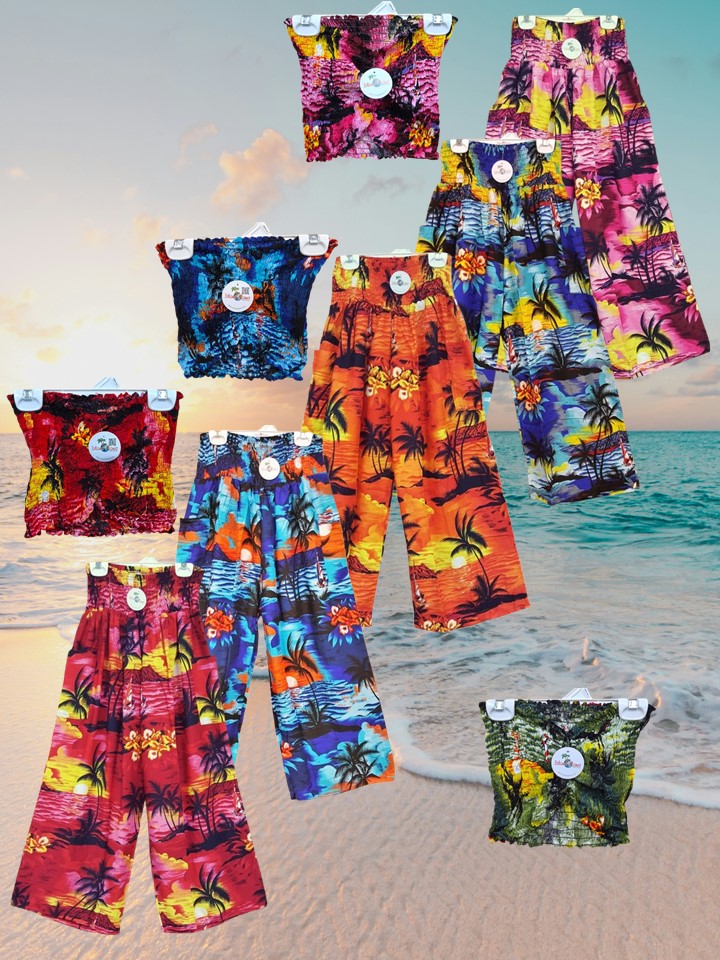 Island Planet Tropical Clothing: PANTS/RAYON PRINT PANTS