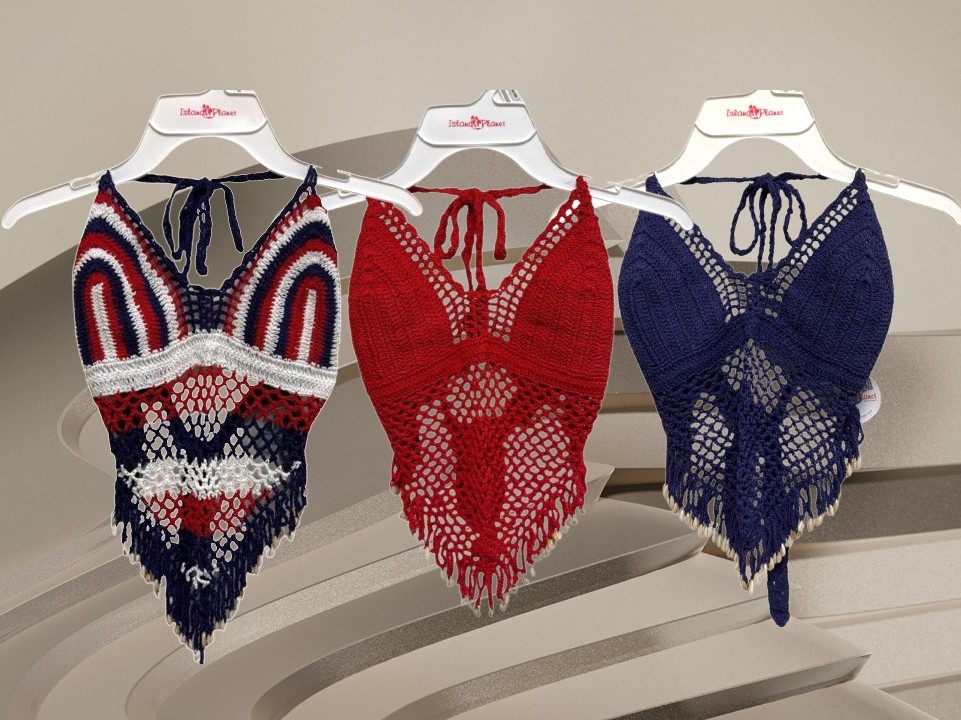 Island Planet Tropical Clothing: TOPS/CROCHETED SHELL HALTERS