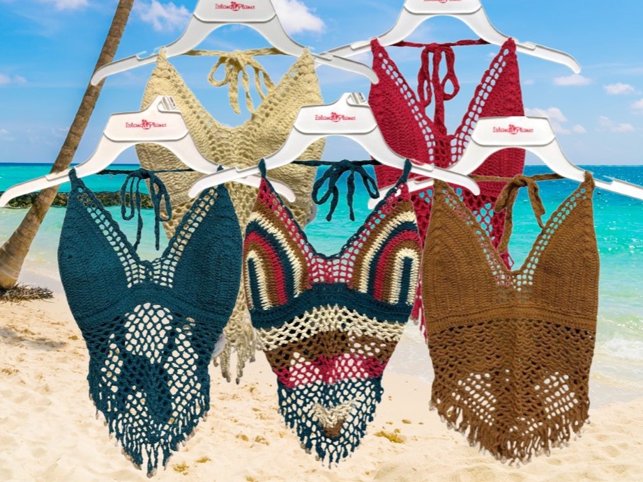 Island Planet Tropical Clothing: TOPS/CROCHETED SHELL HALTERS