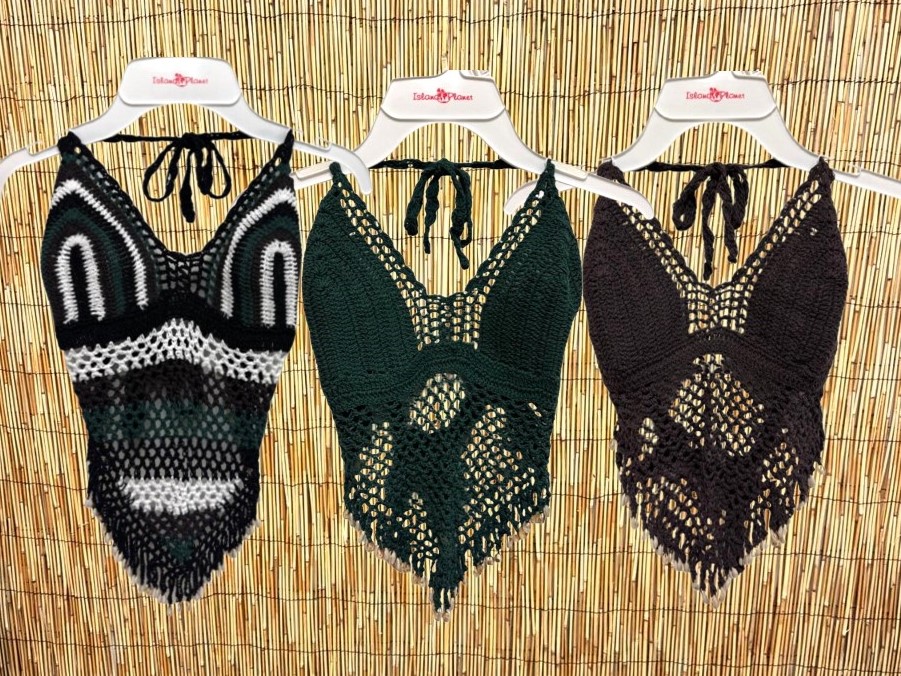 Island Planet Tropical Clothing: TOPS/CROCHETED SHELL HALTERS