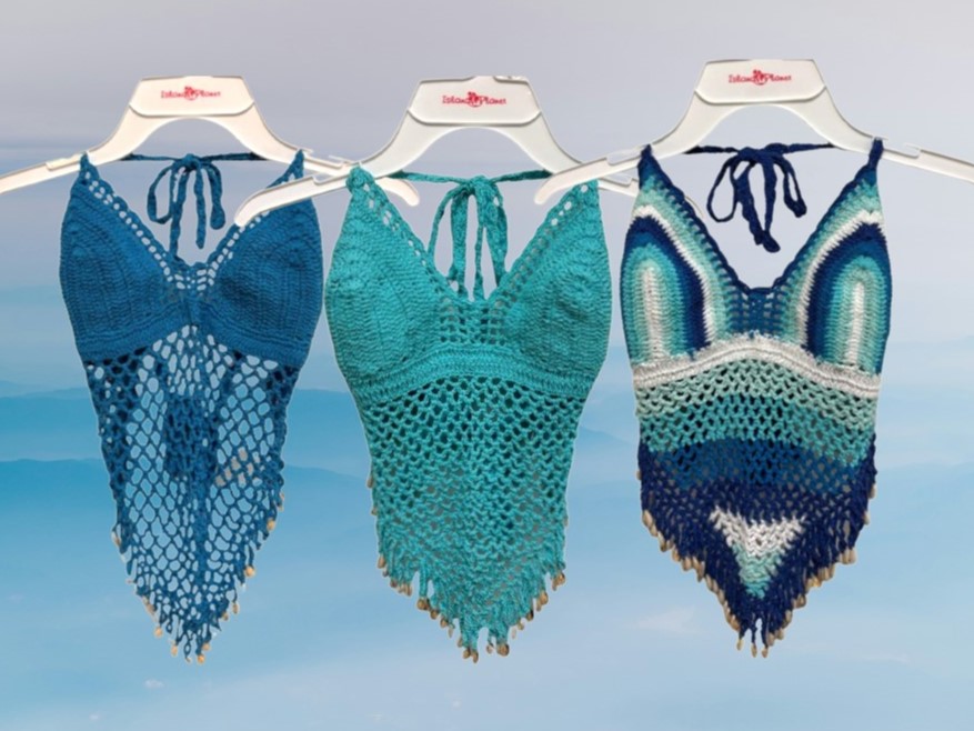Island Planet Tropical Clothing: TOPS/CROCHETED SHELL HALTERS